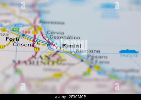 Rimini Shown on a road map or Geography map and atlas Stock Photo - Alamy