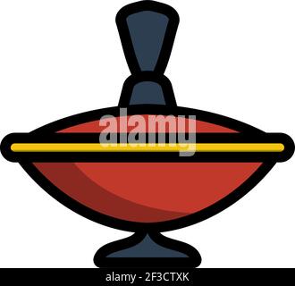 Peg-Top Icon. Editable Thick Outline With Color Fill Design. Vector ...