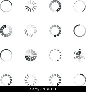 Circle loader icon, buffer, upload and download progress bar. Circular preloading, progression ...