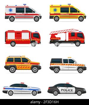 vehicles of various emergency and rescue services car vector ...