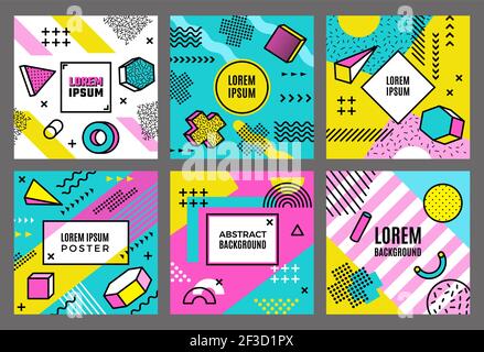 Abstract geometrical shapes poster collection. Line art. Minimalist ...