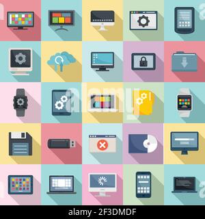 Operating system icons set flat vector isolated Stock Vector Image ...