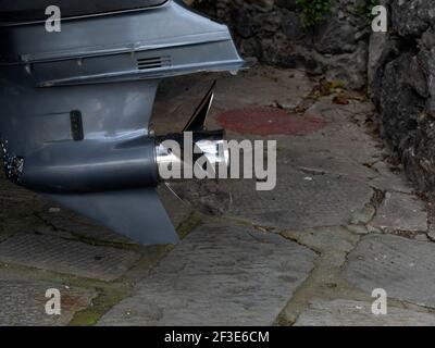 Small boat engine propeller detail Stock Photo - Alamy