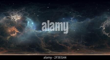 360 degree space nebula panorama, equirectangular projection ...