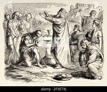 Genesis. Melchizedek, king of Salem, took out bread and wine and ...