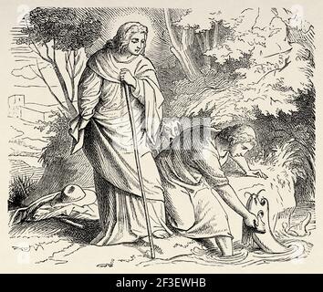 Bible Story Illustration of Tobias and the Angel - The Angel Raphael in ...