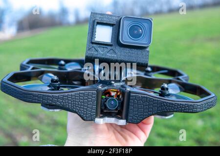 A Brand New Modern Cinewhoop Iflight Protek 35 with GoPro Action Camera on Board Outdoors in the Hand Stock Photo Alamy