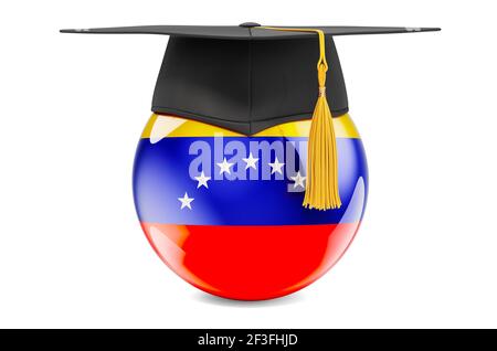 Education in Venezuela concept. Venezuelan map with graduate cap, 3D ...