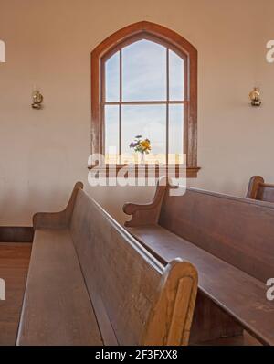 Interior of historic church in Retlaw, Alberta, Canada Stock Photo - Alamy