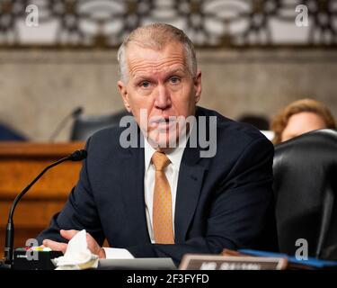 U.S. Senator Thom Tillis (R-NC) speaking to reporters near the Senate ...