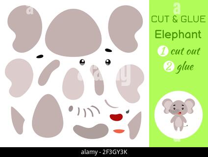 Cut and glue baby elephant. Education developing worksheet. Color paper ...