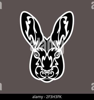 Abstract rabbit head portrait, hare from multicolored paints. Colored ...