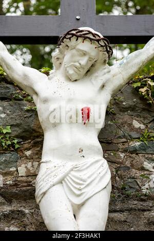 Religion Ireland and bleeding Jesus Christ crucified statue at the ...