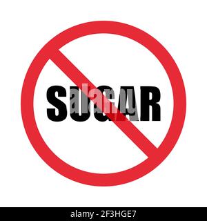 No sugar sign. Isolated on white background. Flat style. Vector ...