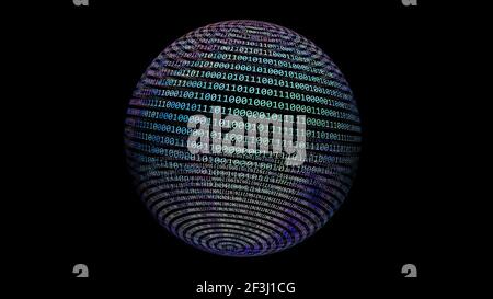Binary data on rotating sphere concept 3d illustration Stock Photo - Alamy