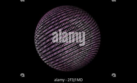 Binary data on rotating sphere concept 3d illustration Stock Photo - Alamy