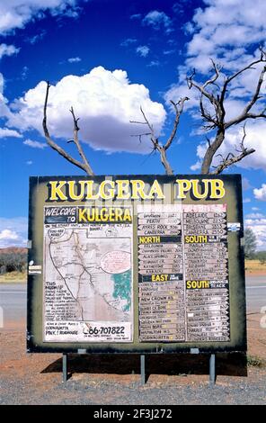 Northern Territory, panel indicating distances from Kulgera roadhouse ...