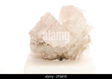 pinkish white halite crystal mineral sample, rock salt Stock Photo - Alamy