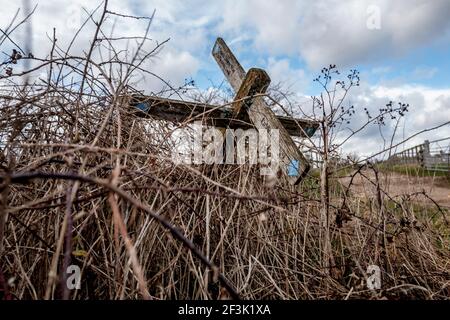 Pyecombe, March 13th 2021: Footpath signage in the countryside at ...