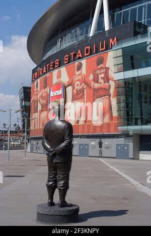 The statue of former Arsenal manager, Herbert Chapman at Emirates ...