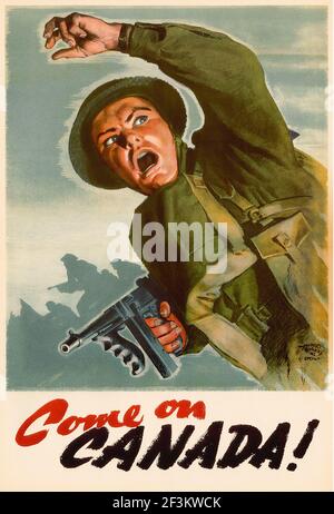 Vintage 1939 WW2 Royal Canadian Airforce recruitment propaganda poster ...