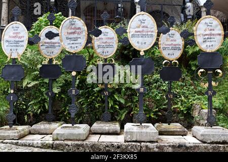 The seven crosses marking the graves of the seven wives of stonemason ...