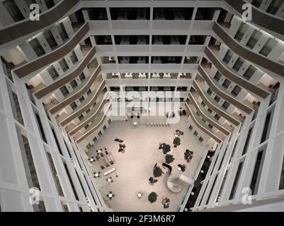 Elevated view of atrium in Co-op Head Offices, 1 Angel Square ...