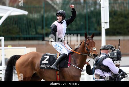 Bob Olinger and jockey Rachael Blackmore after winning the Paddy Power ...