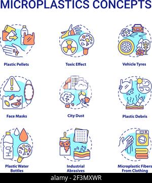 Microplastics concept icons set Stock Vector Image & Art - Alamy