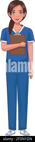 nurse with checklist character Stock Vector Image & Art - Alamy