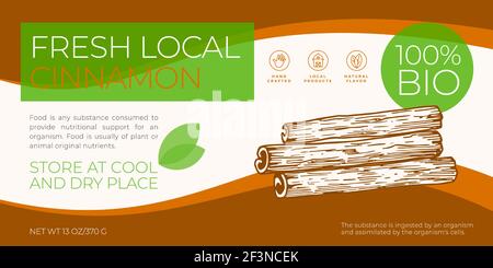 Premium Natural Cinnamon Label Template. Abstract Vector Packaging ...