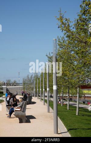 A row of contemporary lampposts Stock Photo - Alamy