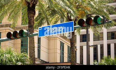 Street Sign the Direction Way to Pharmacy Stock Photo - Alamy