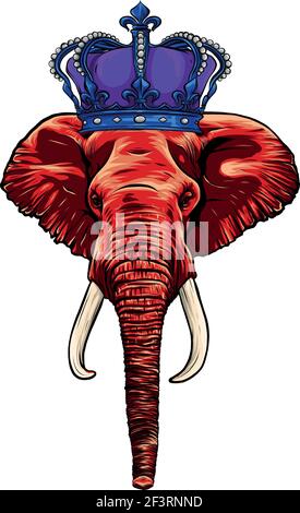 Red Mammoth Elephant Head Logo Design Template. Suitable for Fashion ...