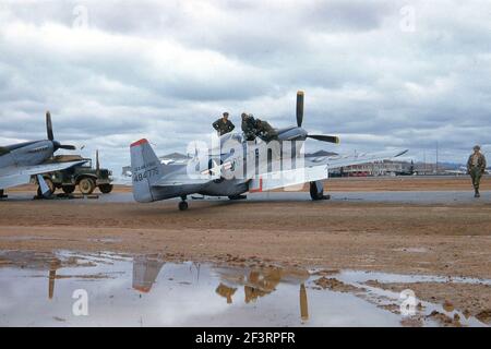 One-half right rear view of a Lockheed F-80 Shooting Star parked on the ...