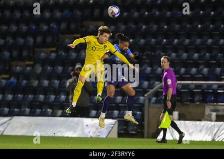 Garath McCleary of Wycombe Wanderers wins a header during the Sky Bet ...