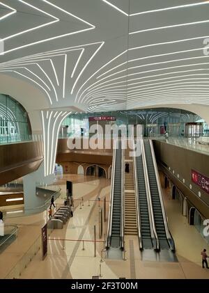 A view of modern interior designs in Doha Metro Station Stock Photo - Alamy