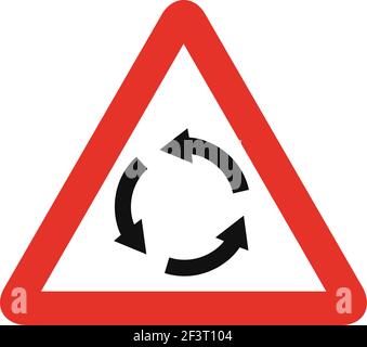 Roundabout ahead traffic sign icon clipart. Road sign turn around arrow ...
