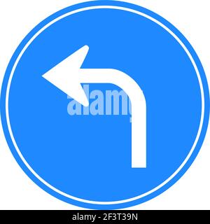 Left turn ahead traffic sign on transparent background,vector illustration Stock Vector Image ...