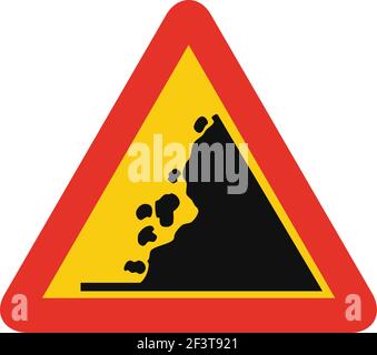 Falling Rocks Warning Sign – Yellow Diamond-Shaped Traffic Sign ...