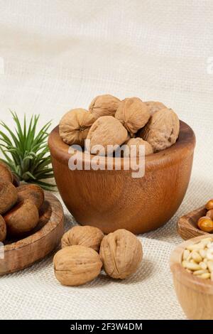 mix of pine nuts, walnuts, ginkgo nuts, chestnuts, peanuts Stock Photo ...