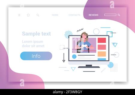 girl blogger commentating game process video review blogging live ...