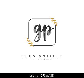 G, P, GP Initial letter handwriting and signature vector logo Stock ...