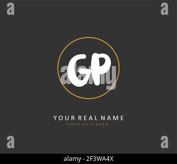 G, P, GP Initial letter handwritten and signature vector image template ...