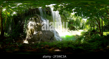 360° view of Beautiful tropical waterfall. Kawasan Falls, Bohol ...