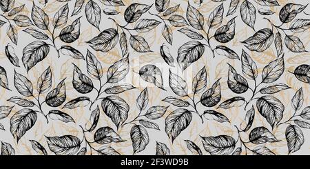 Seamless floral pattern with leaves for fabrics and textiles. High ...