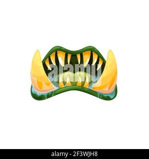 Ogre Lips with fangs isolated. Green goblin Mouth Stock Vector Image ...