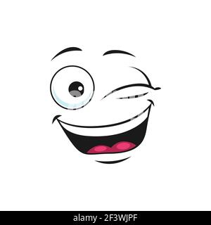Cartoon giggle face and blink eye animation of emoji icon or emoticons ...