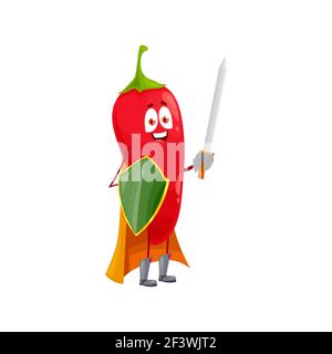 Funny vegetable superhero. Chilli in cartoon style Stock Vector Image ...