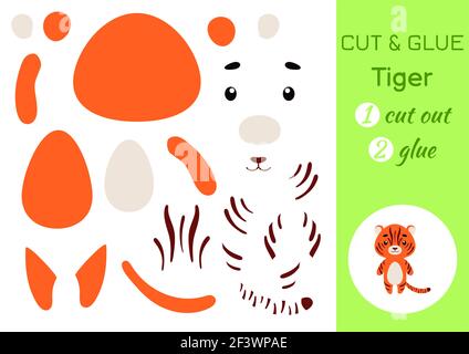 Cut and glue paper little tiger. Kids crafts activity page. Educational ...